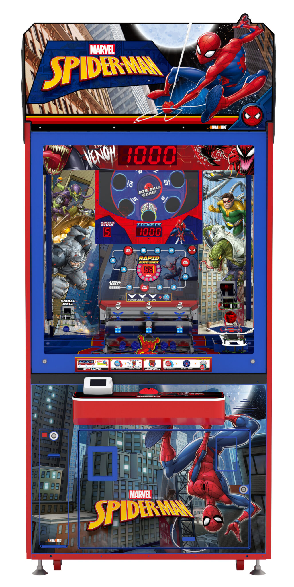 Spider-Man One-Player Coin Pusher Arcade Game - Andamiro USA
